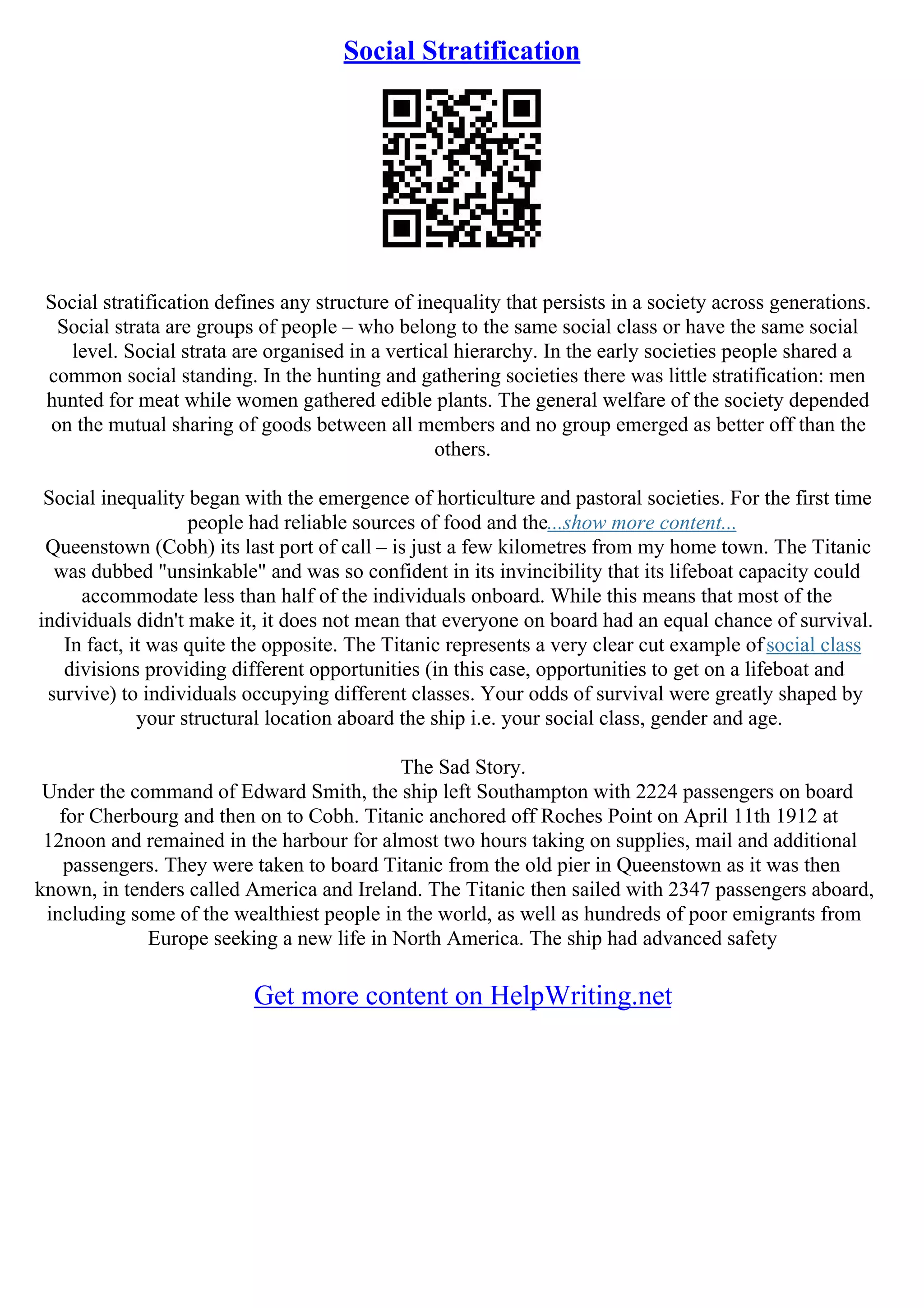 Social Stratification Essay | PDF