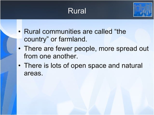 Community types: urban, rural and suburban. | PPT