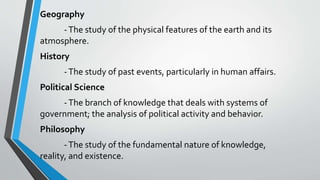 SOCIAL STUDIES as my report for general overview of the subject in my ...