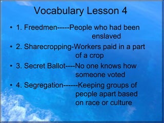 Social Studies Grade 5 Chapter 3 lessons 3 and 4 Reconstruction and Its ...