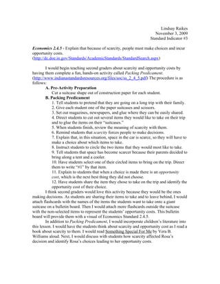 Social Studies Economics Indicator 2.4.5 | PDF