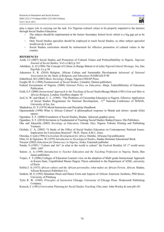 Social studies education an imperative for the promotion of cultural ...