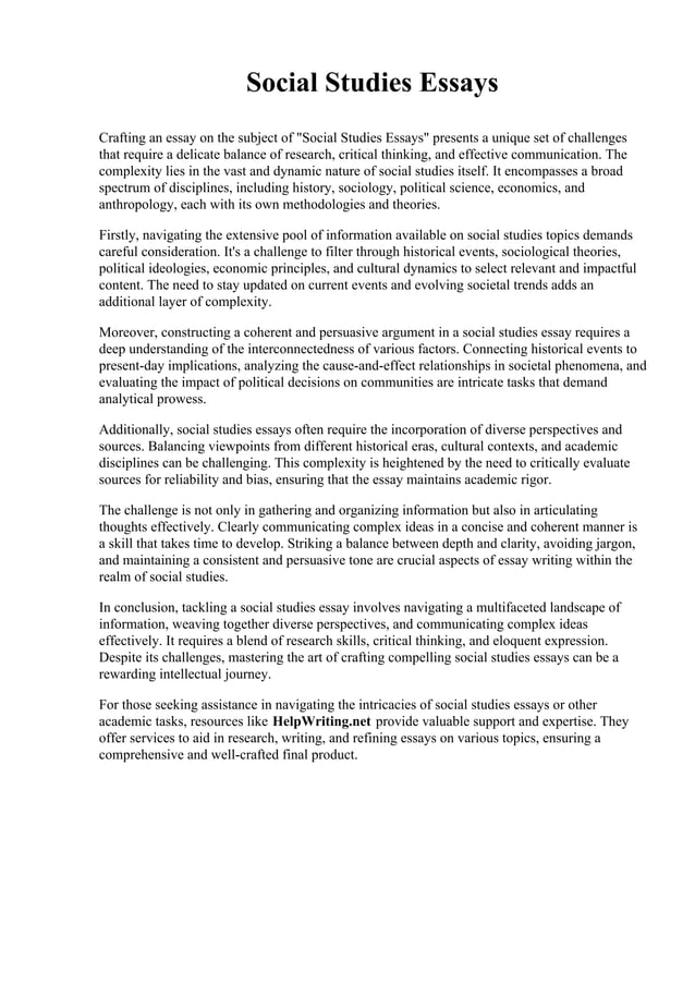 Social Studies Essays | PDF