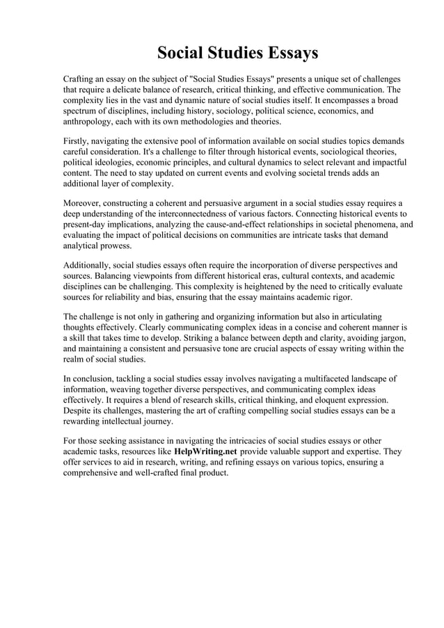 Social Studies Essays | PDF