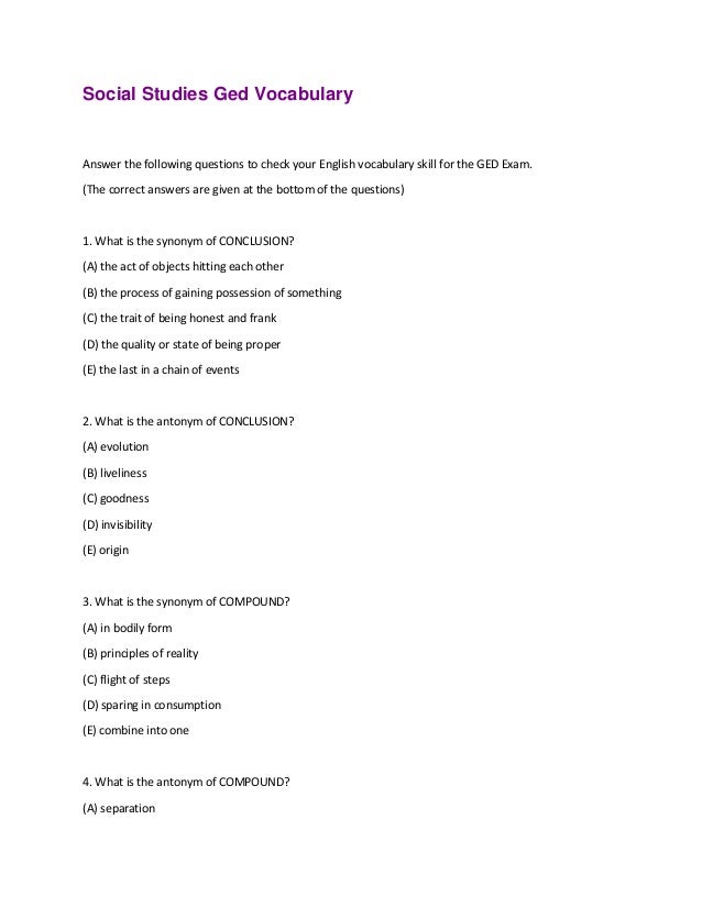 Social Studies Ged Vocabulary | PDF