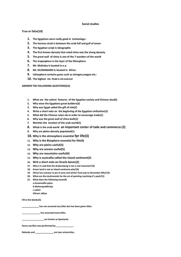 Social studies grade 6 | DOCX | Africa Travel | Travel Locations