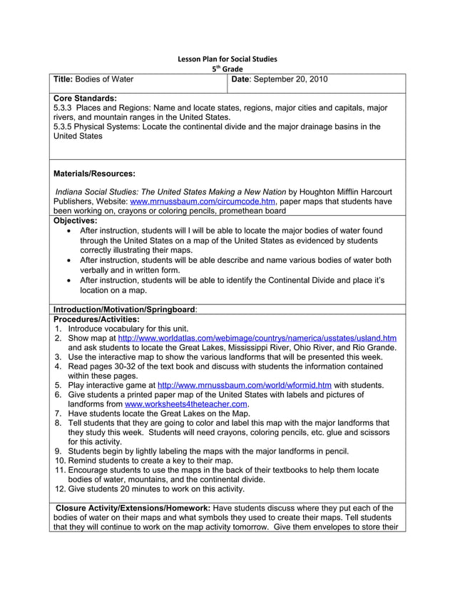 Social studies lesson plan #4 | PDF