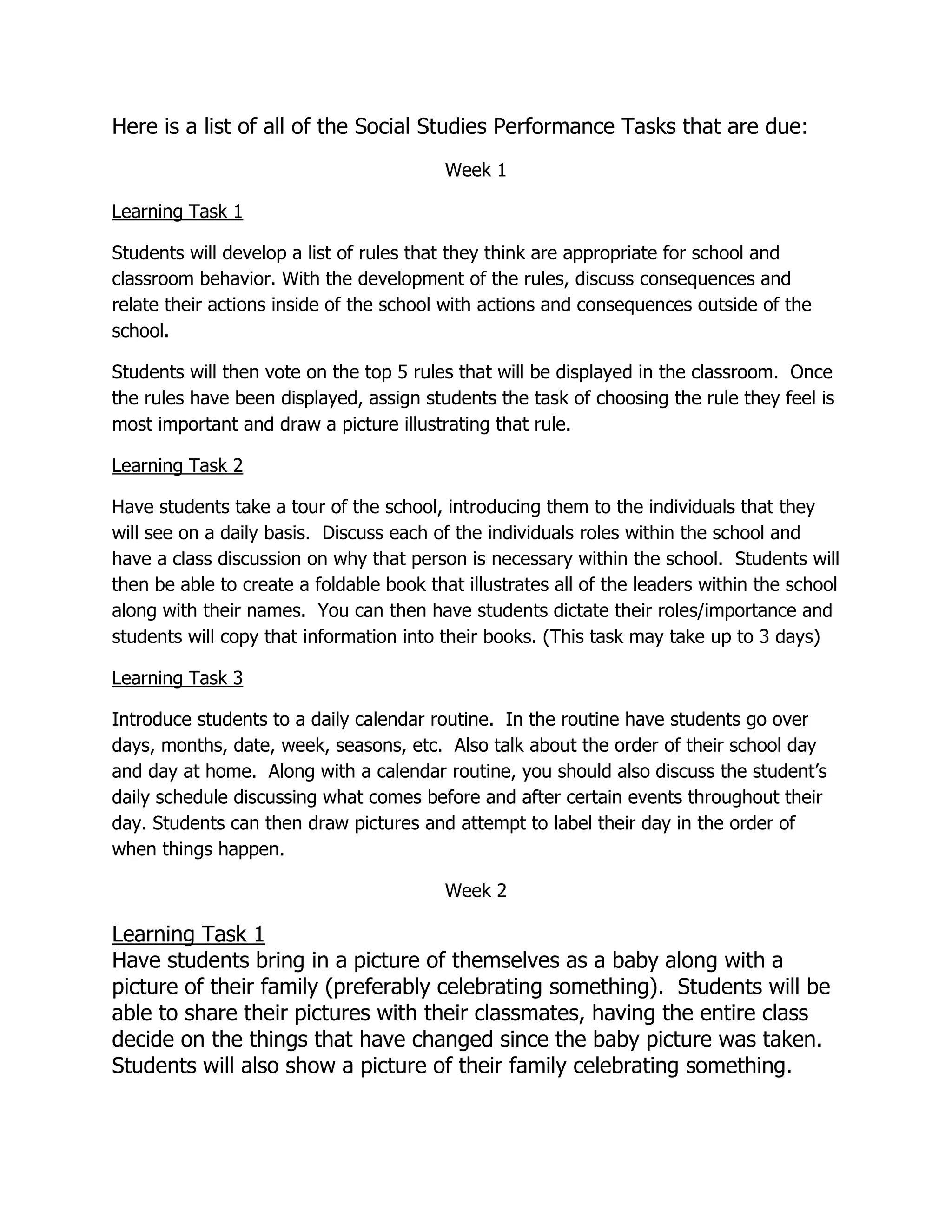 Social studies performance tasks 1,2,3 | DOCX