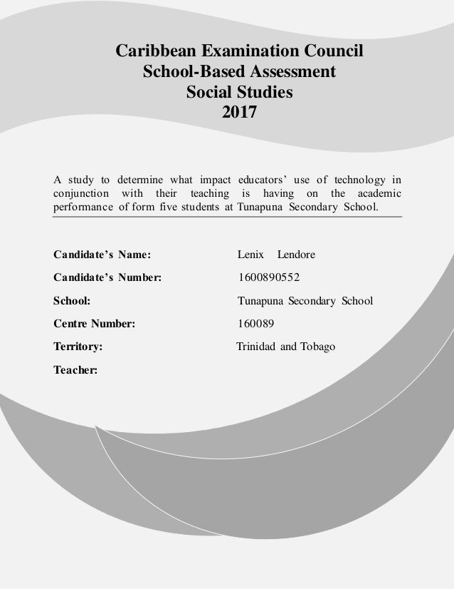 Social Studies (SBA Sample)