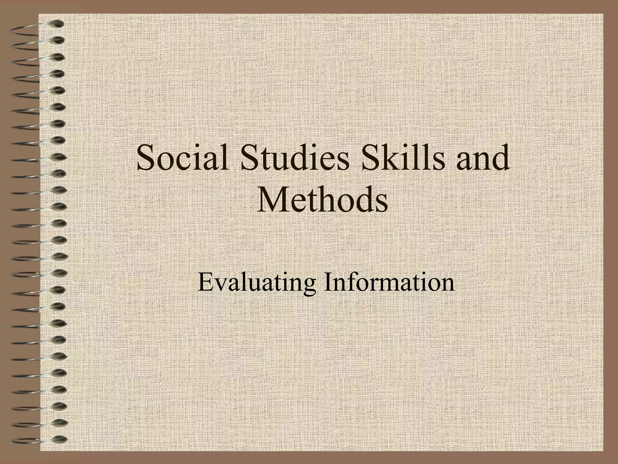 Social Studies Skills And Methods | PPT