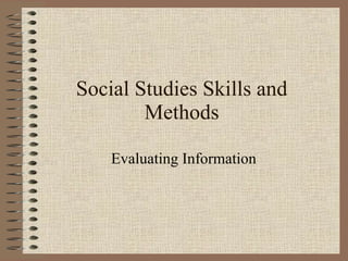 Social Studies Skills And Methods | PPT