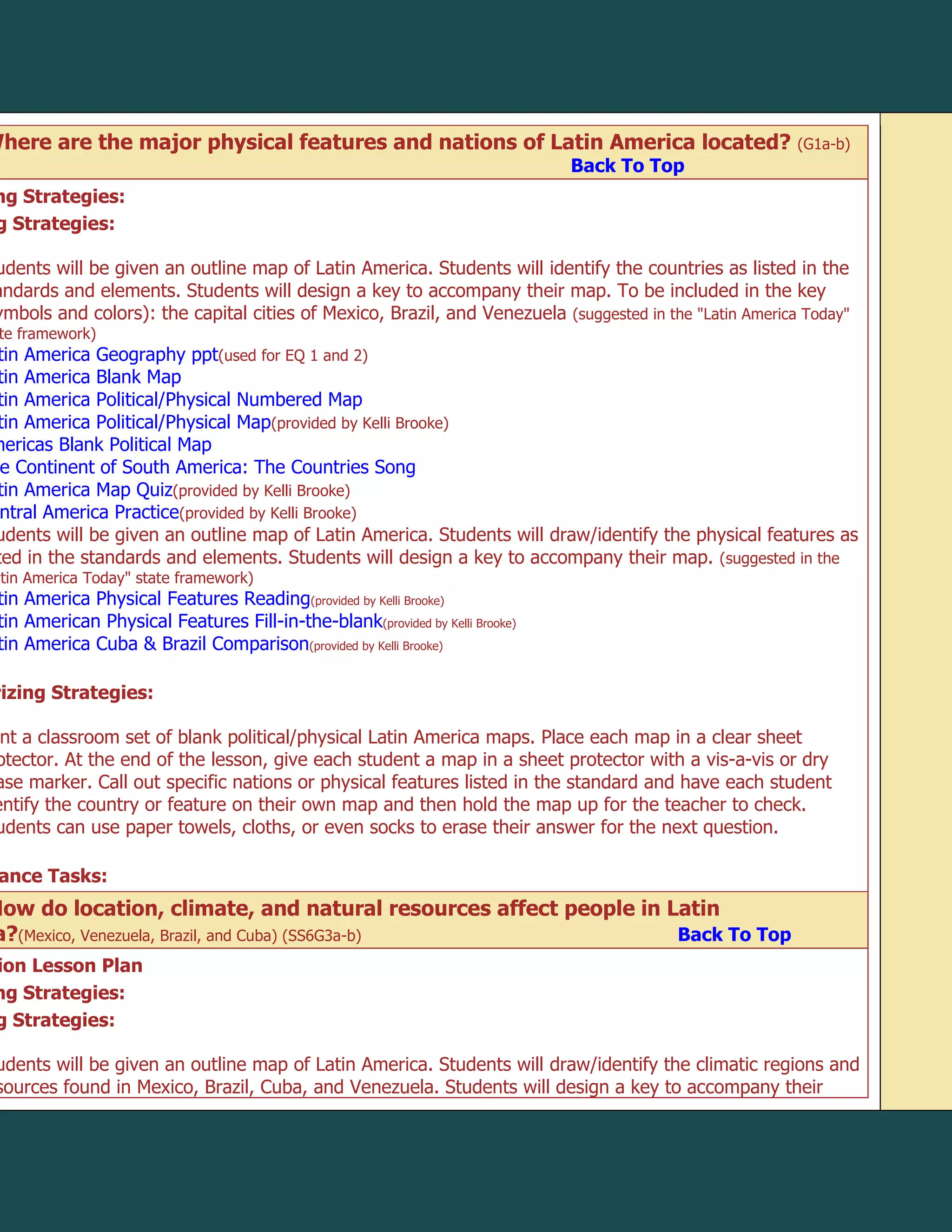 Social studies teachers note latin america | DOCX