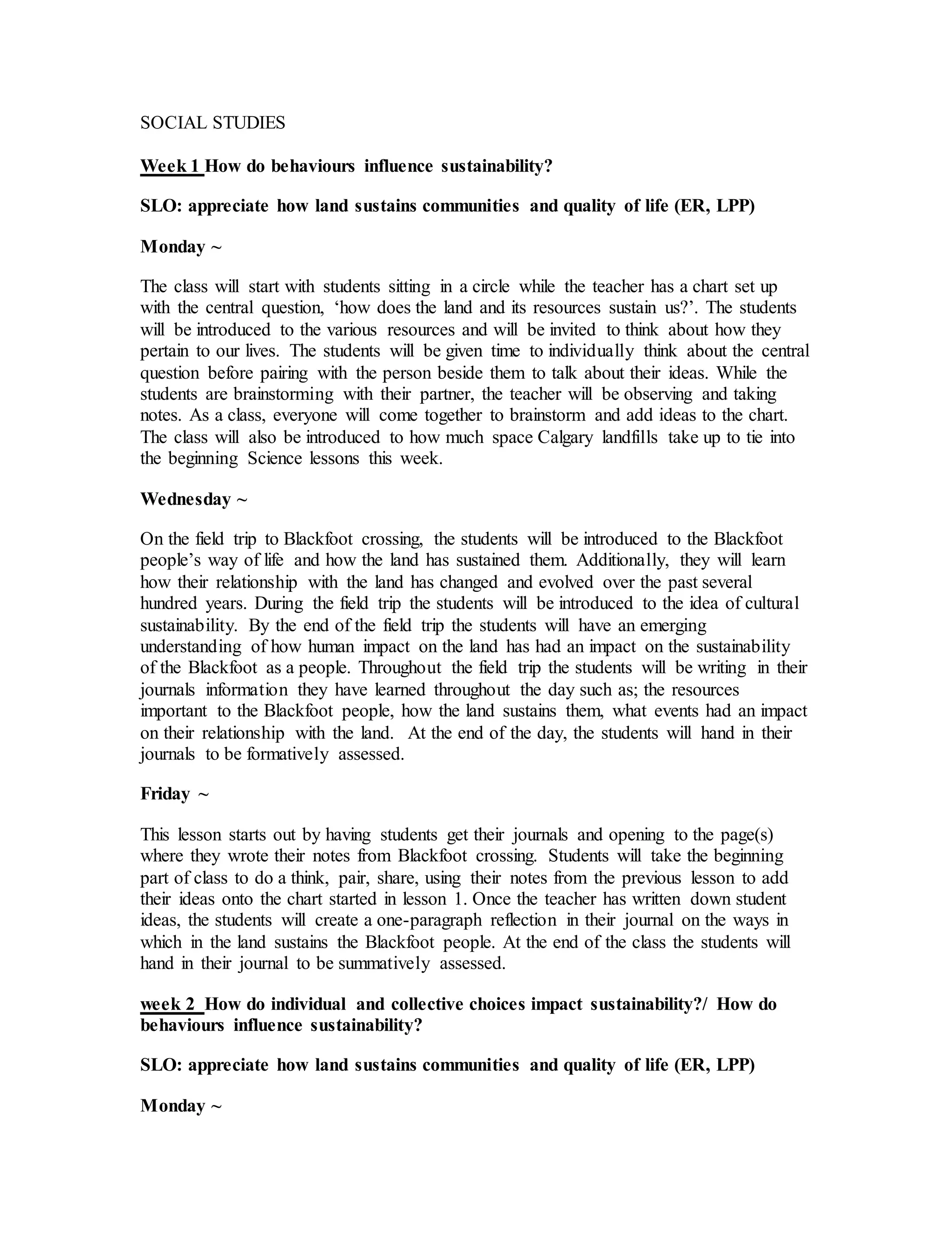 Social studies unit plan | DOCX | Educational Assessment | Education