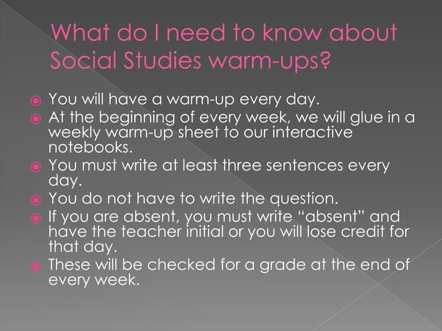 Social studies warm ups | PPTX