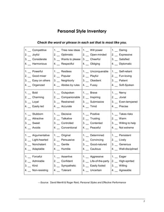 Social Style Inventory.pdf for personality | PDF