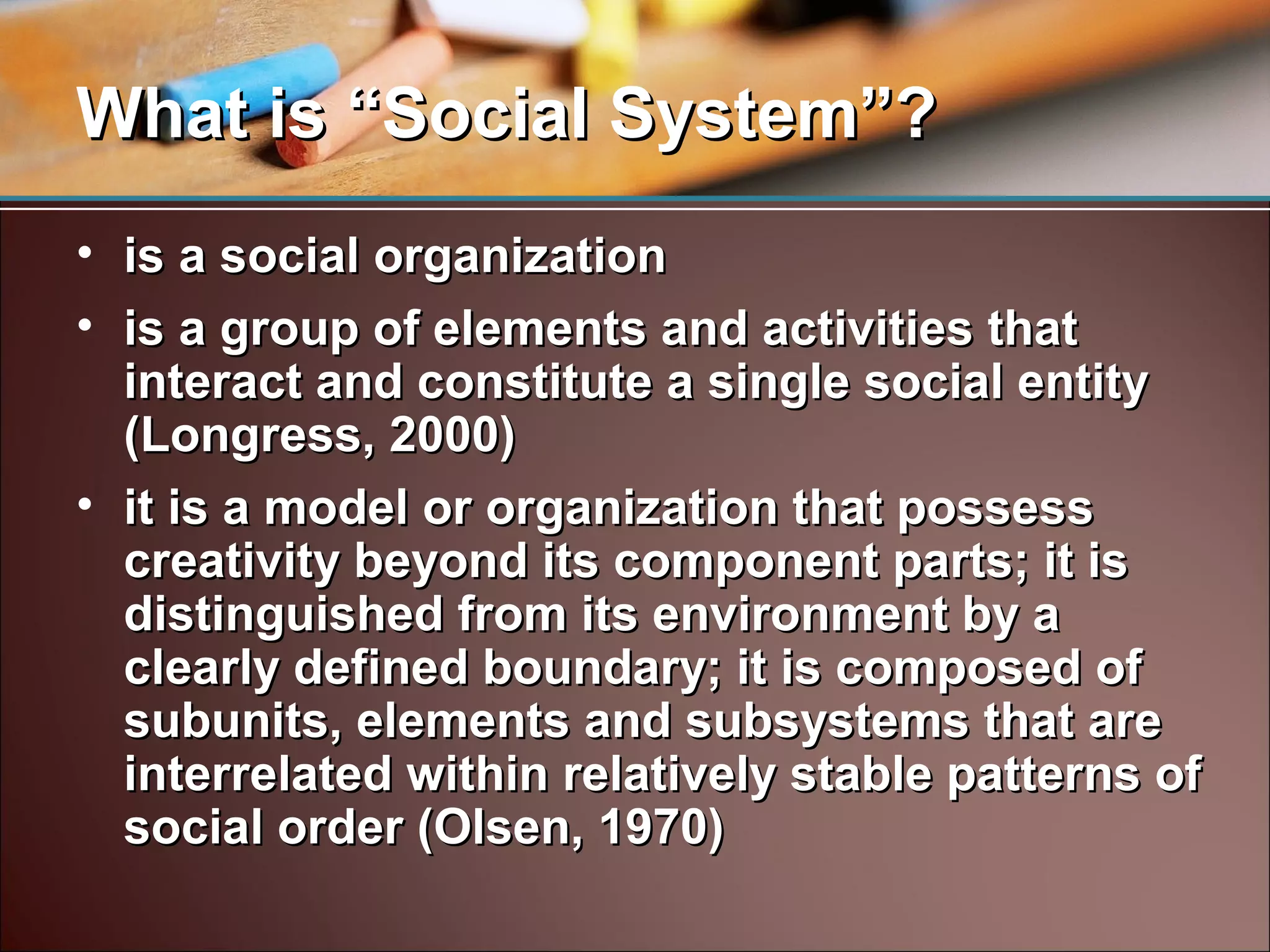 Social system of a school | PPT