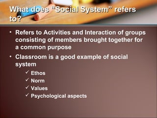 Social system of a school | PPT