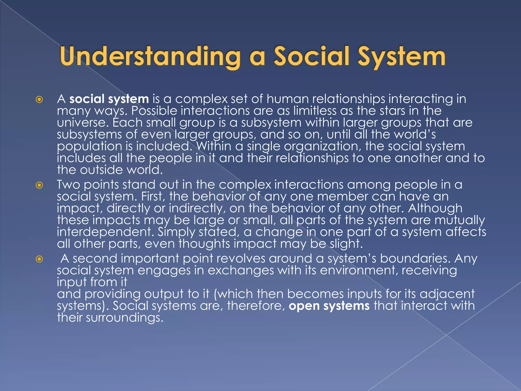 Social systems and organizational culture | PPTX