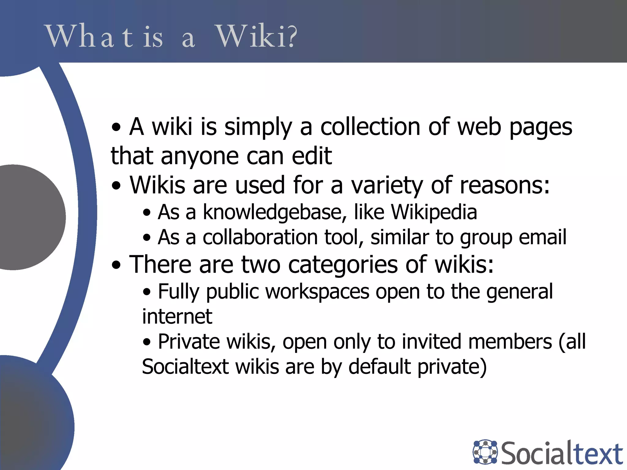 Socialtext Wiki Overview | PPT