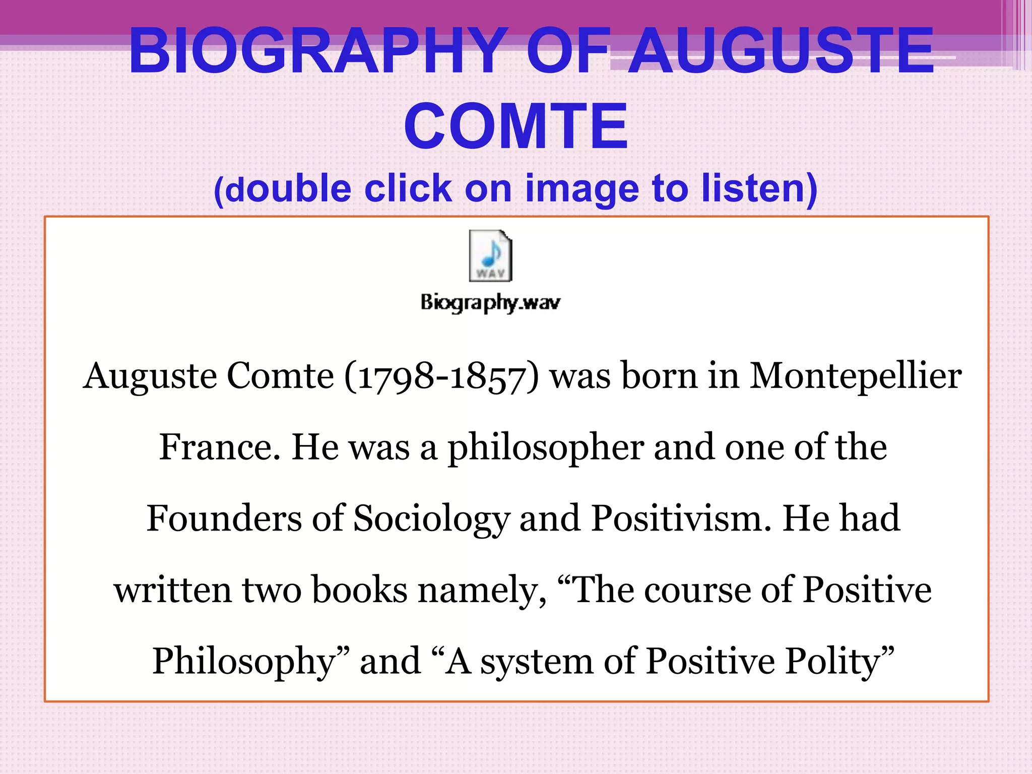 Classical Sociological Theorist (auguste comte) | PPTX | Physics | Science