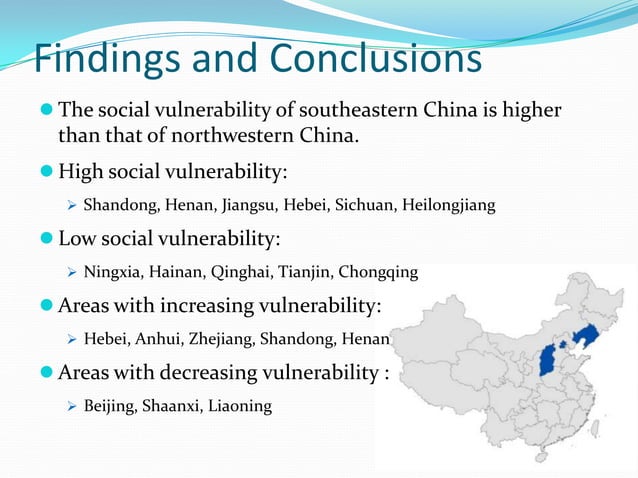 Social vulnerability to natural hazards in China | PPTX