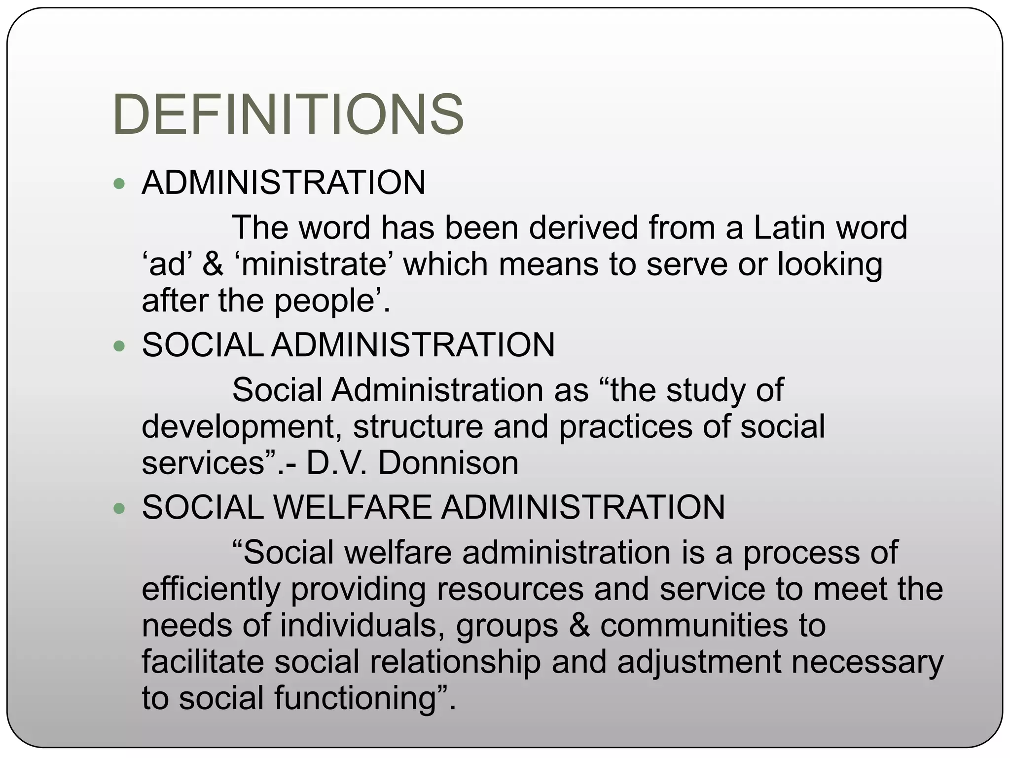 Social welfare administration (1) | PPTX