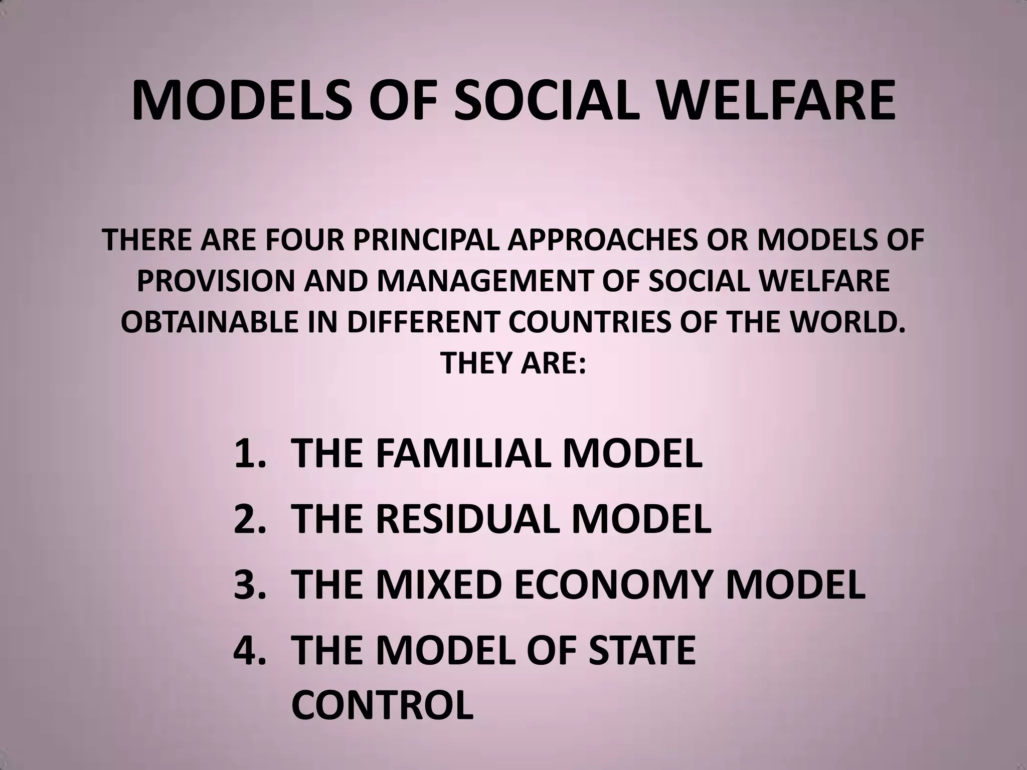 Social welfare models | PPTX