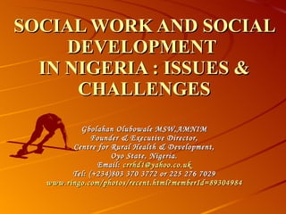 Social Work and Social Development in Nigeria - Issues & Challenges | PPT