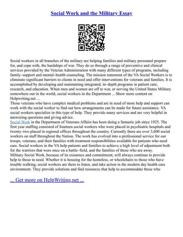 Social Work And The Military Essay | PDF