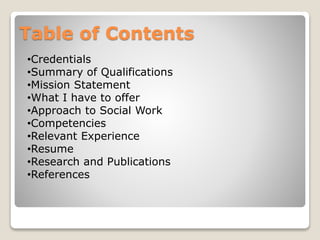 Social Work Career Portfolio | PPSX