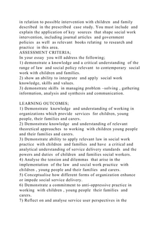 SOCIAL WORK CASE STUDY. 3000WORDS HARVARD REFERENCING.Mrs Halim.docx