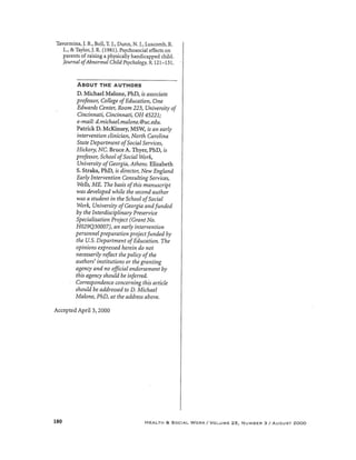 Social Work Early Intervention for Young Children with Developmental ...