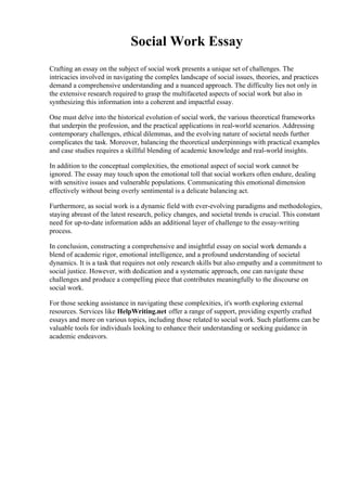Social Work Essay. Oklahoma State University Institute of Technology ...