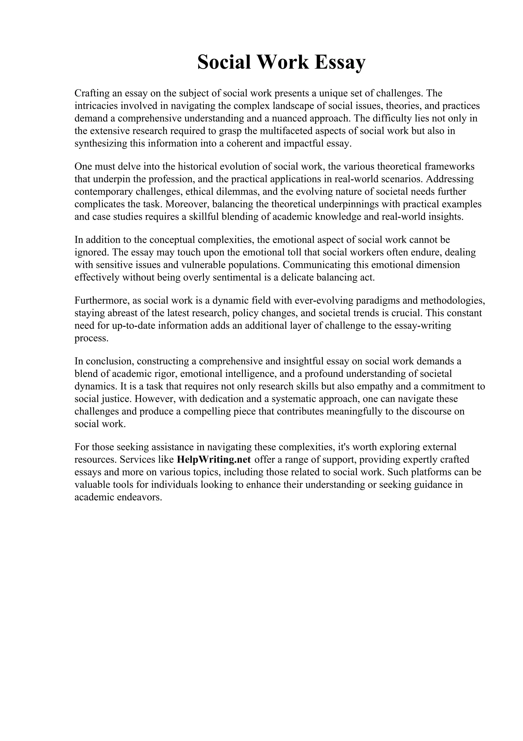 Social Work Essay | PDF