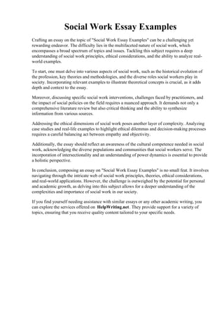 Social Work Essay Examples | PDF