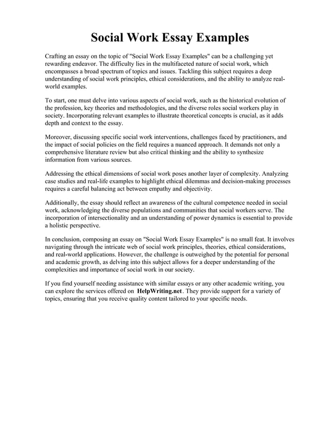 Social Work Essay Examples | PDF