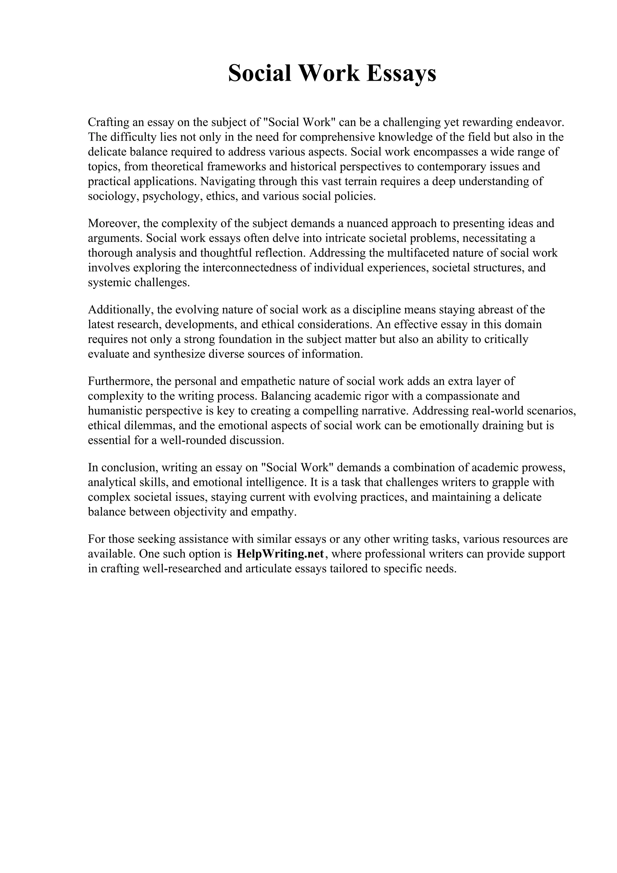 Social Work Essays | PDF