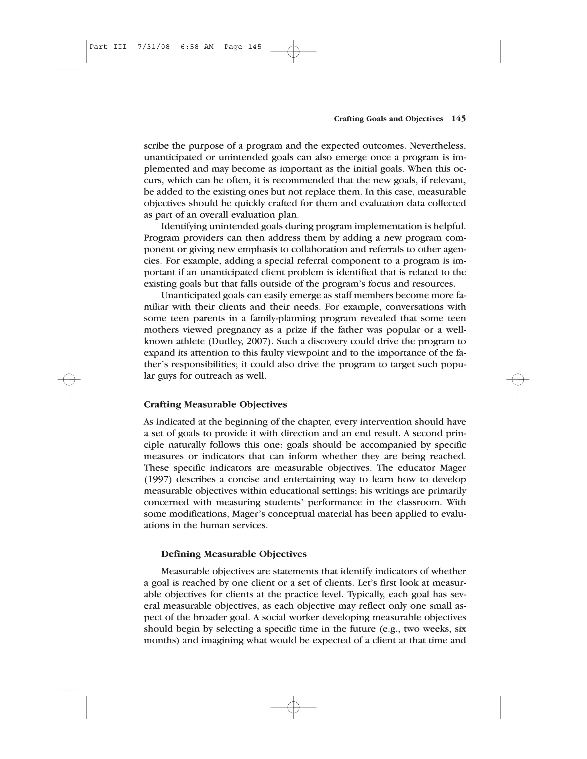Social work: Crafting Goals and Objectives | PDF
