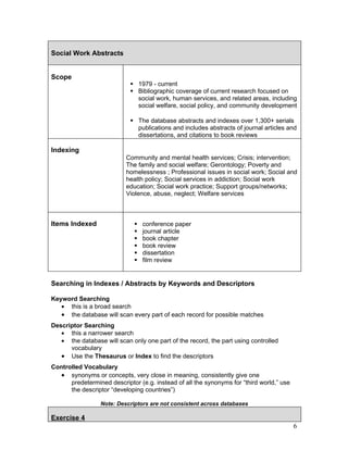 Social Work Graduate Workshop Handout | PDF