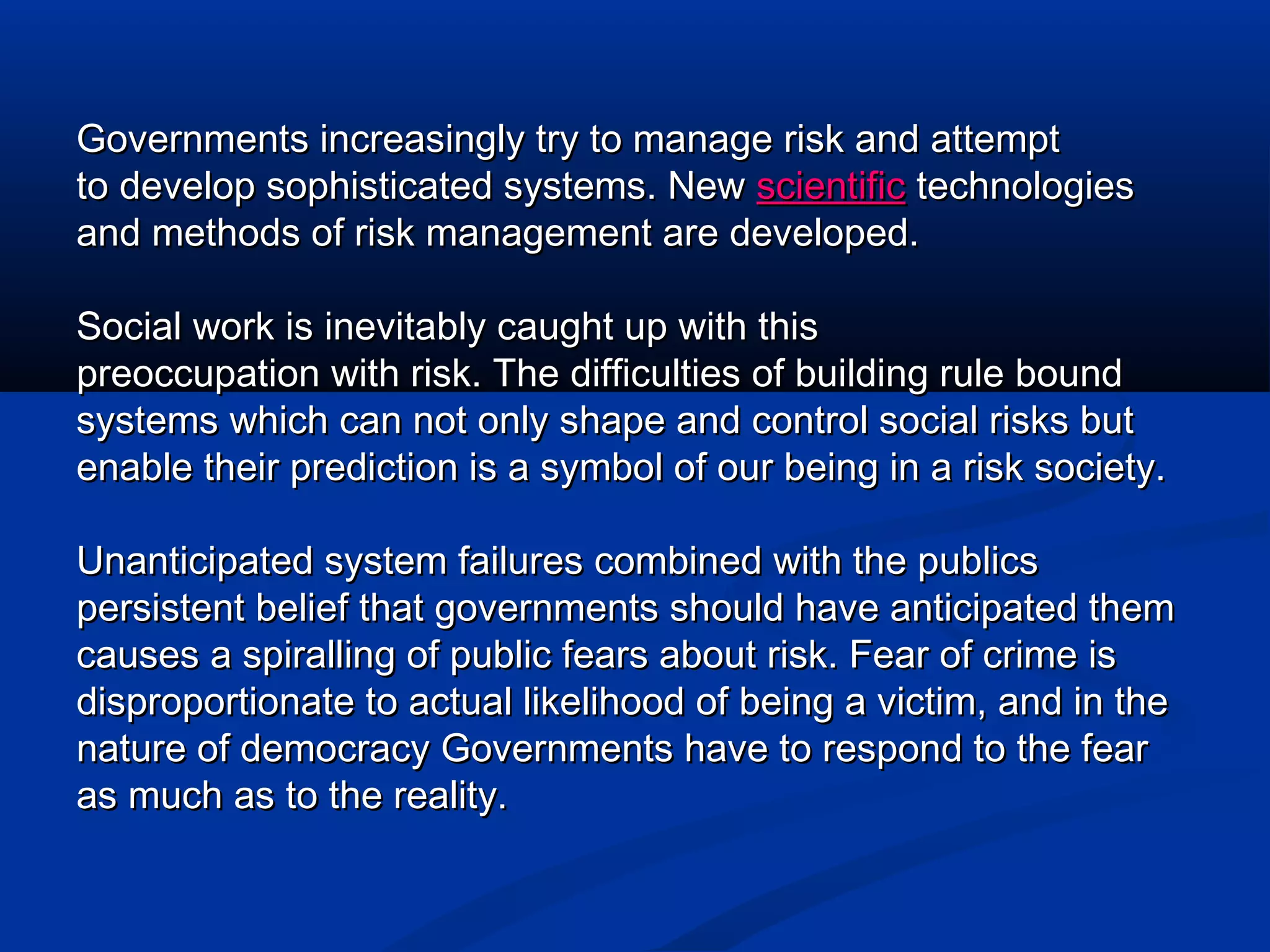 Social work in a Risk Society | PPT