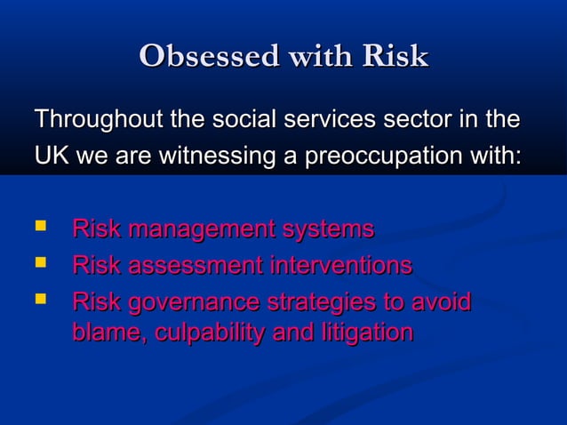 Social work in a Risk Society | PPT