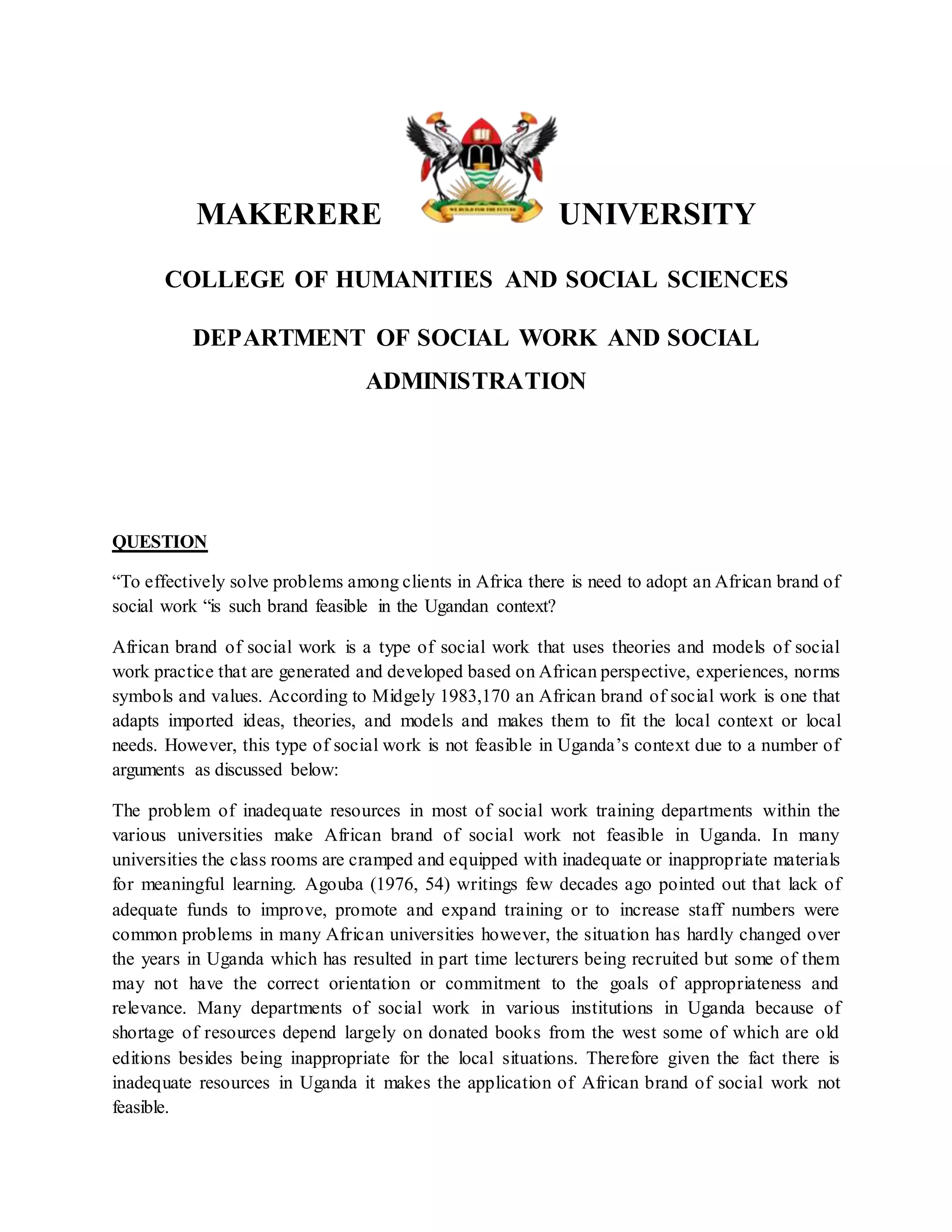 Social work in uganda | DOCX