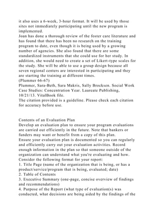 Social Work Research Planning a Program EvaluationJoan is a soc.docx