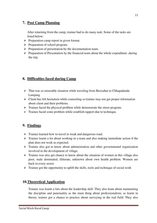 Social work rural camp report | PDF