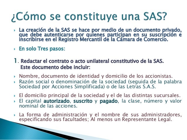 Sociedades Por Acciones Simplificada Sas