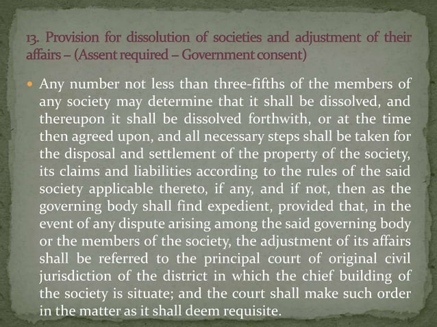 Societies registration act_1860 | PPTX | Law