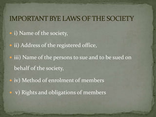 Societies registration act_1860 | PPTX | Law