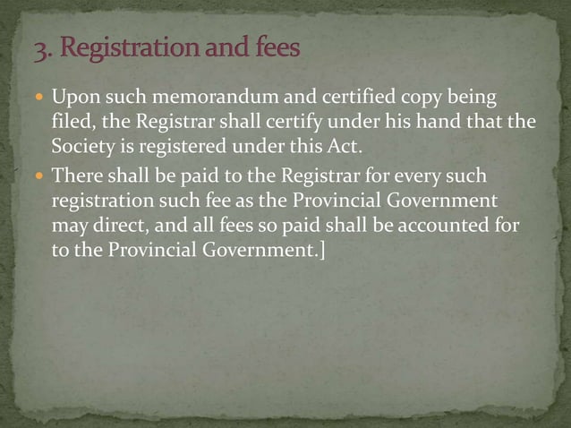 Societies registration act_1860 | PPTX | Law