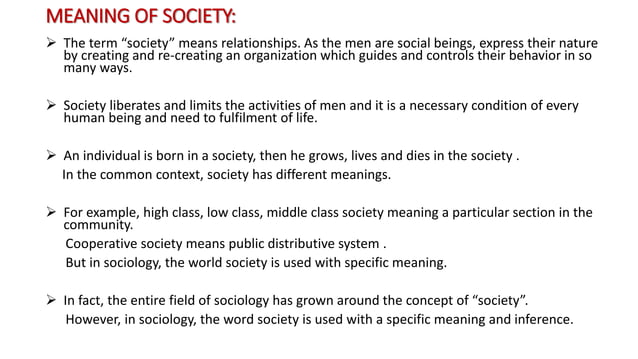 Sociology (society) ppt for GNM first year students | PPTX | Science