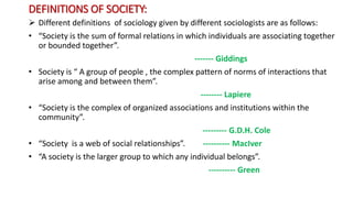 Sociology (society) ppt for GNM first year students | PPTX